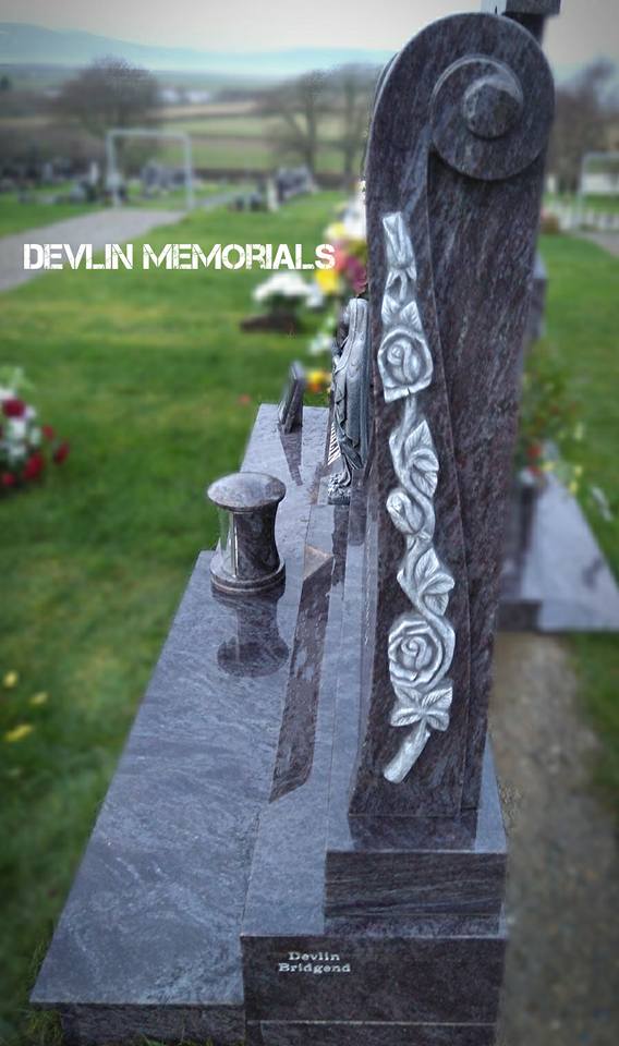 Custom Design Scroll With Antique Roses | Devlin Memorials | Headstones Donegal | Memorials Derry