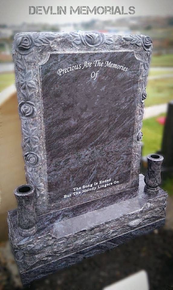 Custom Design Rock Pitched Roses | Devlin Memorials | Headstones ...